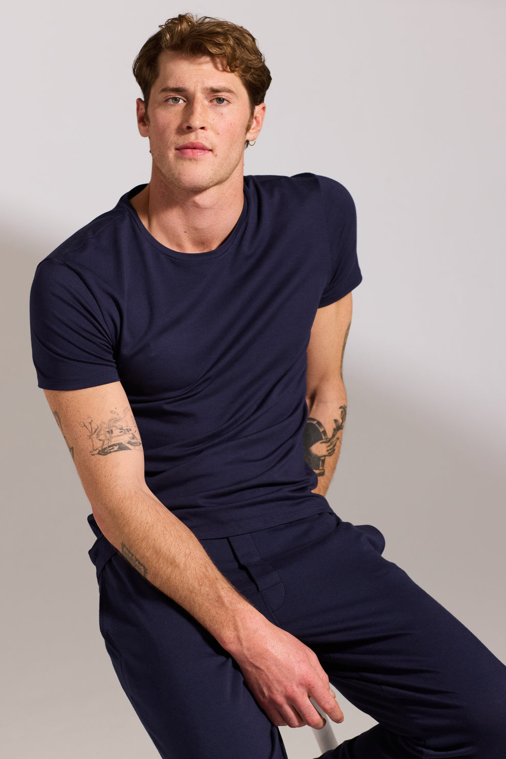 Premium Pyjama Crew - Navy | David Gandy Wellwear